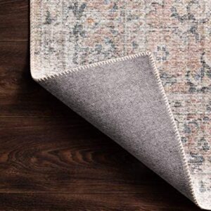 Loloi II Skye Collection SKY-01 Blush/Grey 2'-0" x 5'-0", 13" Thick, Accent Rug, Soft, Durable, Vintage Inspired, Distressed, Low Pile, Non-Shedding, Easy Clean, Printed, Living Room Rug