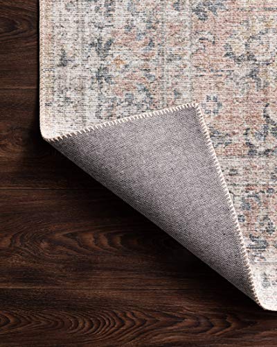 Loloi II Skye Collection SKY-01 Blush/Grey 2'-0" x 5'-0", 13" Thick, Accent Rug, Soft, Durable, Vintage Inspired, Distressed, Low Pile, Non-Shedding, Easy Clean, Printed, Living Room Rug