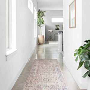 Loloi II Skye Collection SKY-01 Blush/Grey 2'-0" x 5'-0", 13" Thick, Accent Rug, Soft, Durable, Vintage Inspired, Distressed, Low Pile, Non-Shedding, Easy Clean, Printed, Living Room Rug