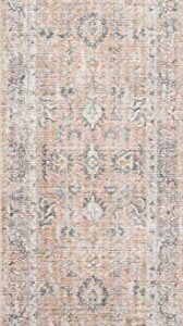 Loloi II Skye Collection SKY-01 Blush/Grey 2'-0" x 5'-0", 13" Thick, Accent Rug, Soft, Durable, Vintage Inspired, Distressed, Low Pile, Non-Shedding, Easy Clean, Printed, Living Room Rug