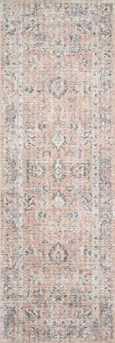 Loloi II Skye Collection SKY-01 Blush/Grey 2'-0" x 5'-0", 13" Thick, Accent Rug, Soft, Durable, Vintage Inspired, Distressed, Low Pile, Non-Shedding, Easy Clean, Printed, Living Room Rug