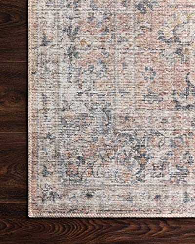 Loloi II Skye Collection SKY-01 Blush/Grey 2'-0" x 5'-0", 13" Thick, Accent Rug, Soft, Durable, Vintage Inspired, Distressed, Low Pile, Non-Shedding, Easy Clean, Printed, Living Room Rug