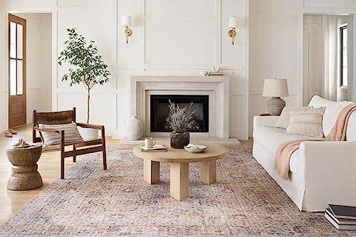 Loloi II Skye Collection SKY-01 Blush/Grey 2'-0" x 5'-0", 13" Thick, Accent Rug, Soft, Durable, Vintage Inspired, Distressed, Low Pile, Non-Shedding, Easy Clean, Printed, Living Room Rug