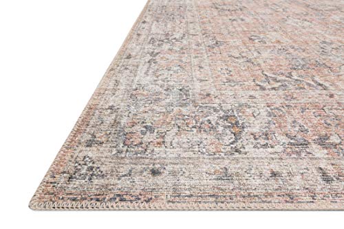 Loloi II Skye Collection SKY-01 Blush/Grey 2'-0" x 5'-0", 13" Thick, Accent Rug, Soft, Durable, Vintage Inspired, Distressed, Low Pile, Non-Shedding, Easy Clean, Printed, Living Room Rug