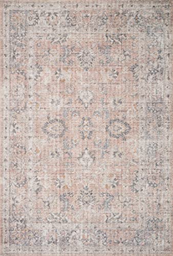 Loloi II Skye Collection SKY-01 Blush/Grey 2'-0" x 5'-0", 13" Thick, Accent Rug, Soft, Durable, Vintage Inspired, Distressed, Low Pile, Non-Shedding, Easy Clean, Printed, Living Room Rug