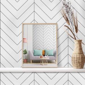 Black and White Wallpaper Peel and Stick Wallpaper Boho Contact Paper Modern Herringbone Wallpaper for Bathroom Bedroom Kitchen Wallpaper Self Adhesive Removable Wallpaper 17.7"×118" Wall Waterproof