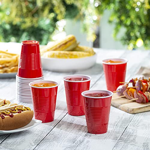 Comfy Package [9 oz. - 50 Count Disposable Plastic Red Cups, Party Drinking Cups for Events and Everyday Use