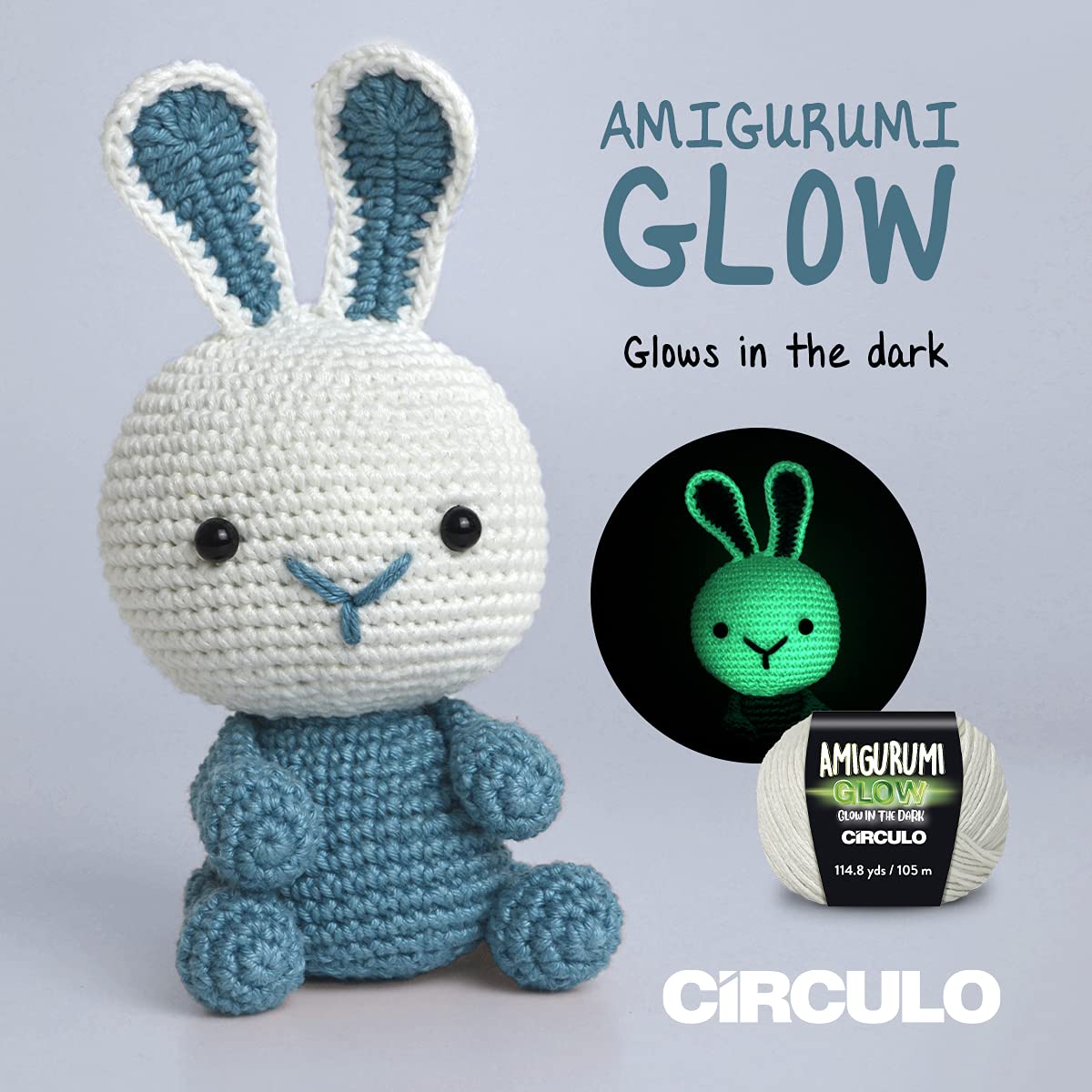 CIRCULO Glow in Dark Fingering Yarn, 100% Polyester, 114.8 yds /105 m, 1.76 oz / 50 g, Ball (Pack of 1), Green