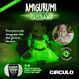 CIRCULO Glow in Dark Fingering Yarn, 100% Polyester, 114.8 yds /105 m, 1.76 oz / 50 g, Ball (Pack of 1), Green