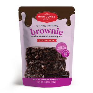 miss jones gluten-free baking brownie mix - more chocolate chips, guilt free brownie mix, naturally sweetened desserts & treats, 14.67 ounce (pack of 1)