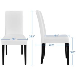 Yaheetech Dining Chair Set of 4 Faux Leather Parson Chair Modern Kitchen Living Room Side Chair Upholstered Padded Armless Chair with Solid Wood Legs, White