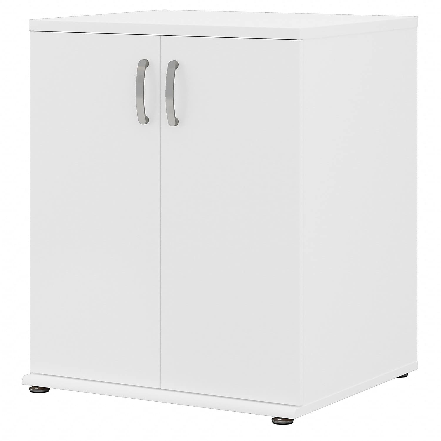 Bush Business Furniture Universal Floor Storage Cabinet with Doors and Shelves in White