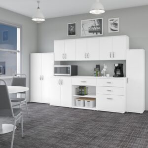 Bush Business Furniture Universal Floor Storage Cabinet with Doors and Shelves in White