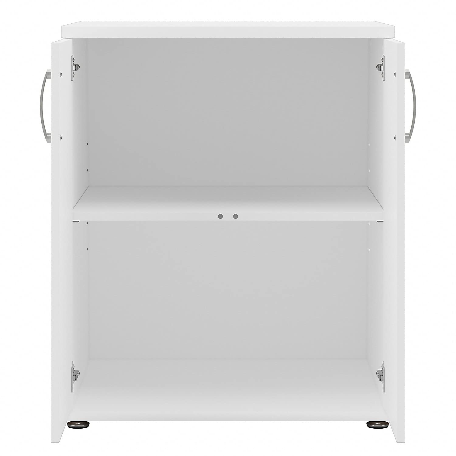 Bush Business Furniture Universal Floor Storage Cabinet with Doors and Shelves in White