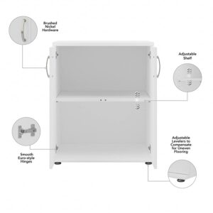 Bush Business Furniture Universal Floor Storage Cabinet with Doors and Shelves in White