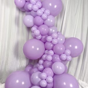 KIRIKOU 200pcs Pastel Purple Lavender Latex Balloons 5 Inch Macaron Candy Colored Latex Party Balloons for Wedding Graduation Kids Birthday Christmas Baby Shower Party Supplies Arch Garland (Purple)