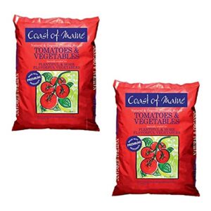 coast of maine tomatoes and veggies, 20qt (pack of 2) organic and natural planting soil, crafted for vegetable gardens and organic growers