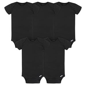 gerber baby 5-pack solid onesies bodysuits, black, 12 months