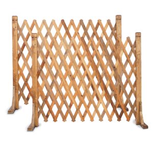 myoyay 2pcs extendable instant fence expandable freestanding wood garden trellis fence retractable wooden fence gate plant screen for home yard garden