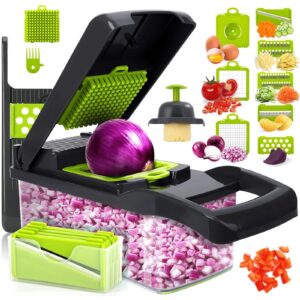 vegetable chopper, artbros veggie chopper 13 in 1 multifunctional vegetable cutter, onion food chopper with container, cheese grater mandoline slicer dicer for kitchen, grey