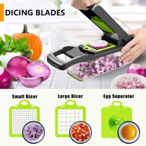 Vegetable Chopper, Artbros Veggie Chopper 13 in 1 Multifunctional Vegetable Cutter, Onion Food Chopper with Container, Cheese Grater Mandoline Slicer Dicer for Kitchen, Grey