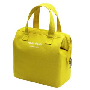 mziart insulated lunch bag simple bento cooler bag lunch tote bag for lunch box for women men adult picnic working hiking beach (yellow)