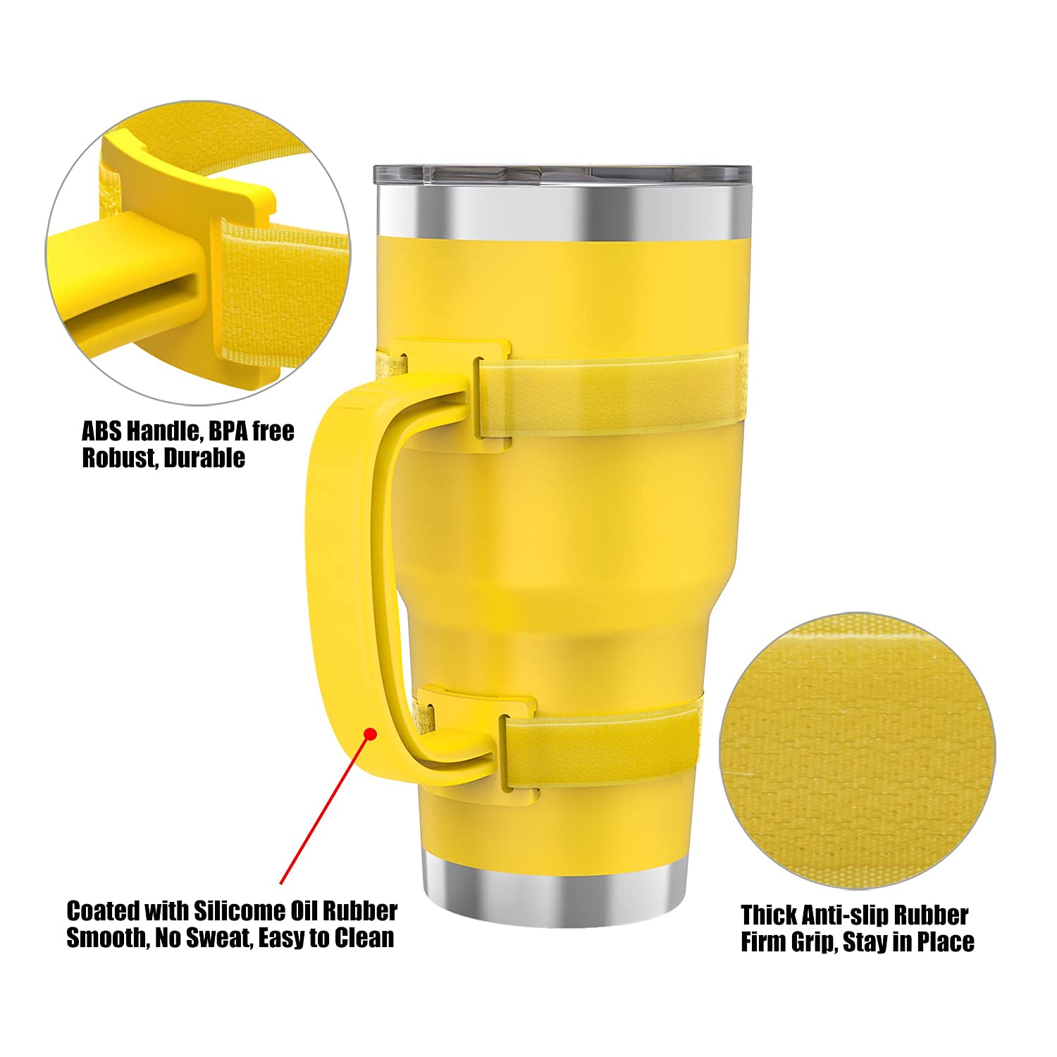 YOUCOX Adjustable Tumbler Handle for YETI 20 Oz 30Oz 40OZ, 20oz to 44 Oz RTIC, Ozark Trail, Simple Modern, SIC, SUNWILL, Tervis, Beast and More Brand Tumbler Cup Mug, NO Brand Limitid Yellow