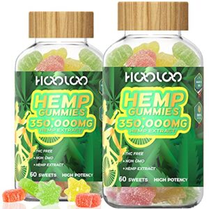 hemp gummies for deep and sound bedtimes & focus, fruity vitamins hemp gummy infused hemp oil 350,0000mg, made in usa, 2 pack 120 edibles