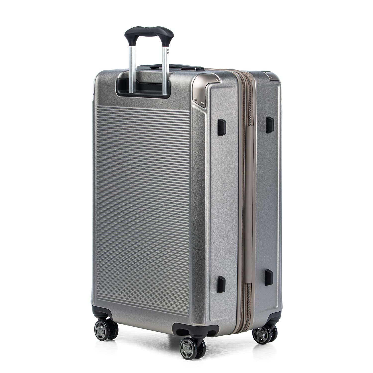 Travelpro Platinum Elite Hardside Expandable Checked Luggage, 8 Wheel Spinner, TSA Lock, Hard Shell Polycarbonate Suitcase, Metallic Sand, Checked Large 28-Inch