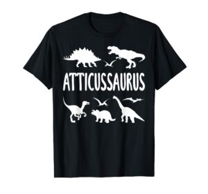 dinosaur t rex atticus atticussaurus boys dino name t-shirt