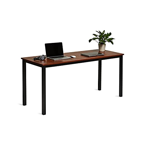 USHOW Computer Desk 63 inches Large Size Desk Writing Desk,Modern Simple Style PC Table,Black Metal Frame for Home Office,Sandalwood