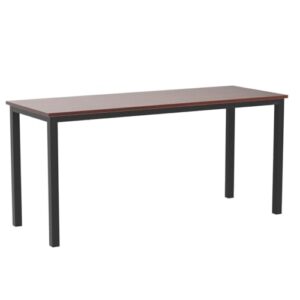 USHOW Computer Desk 63 inches Large Size Desk Writing Desk,Modern Simple Style PC Table,Black Metal Frame for Home Office,Sandalwood