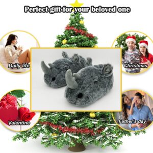 Onmygogo Fuzzy Winter Animal Slippers for Men and Women (Rhino, numeric_8)