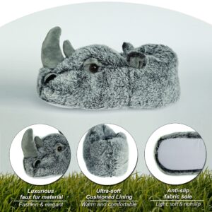 Onmygogo Fuzzy Winter Animal Slippers for Men and Women (Rhino, numeric_8)