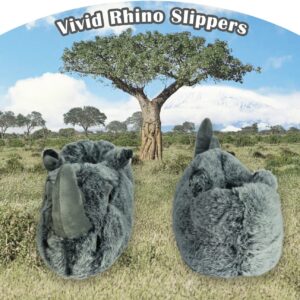 Onmygogo Fuzzy Winter Animal Slippers for Men and Women (Rhino, numeric_8)