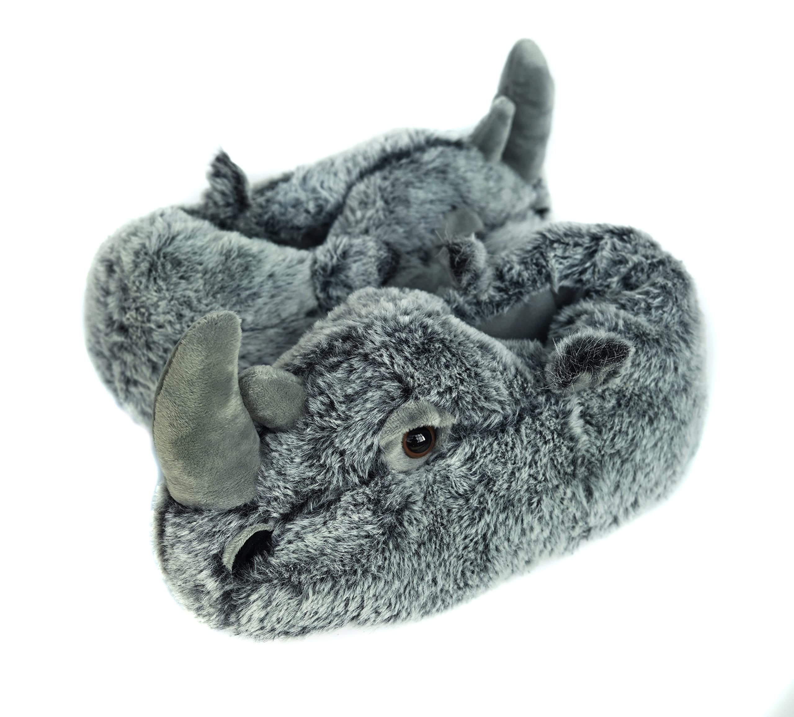 Onmygogo Fuzzy Winter Animal Slippers for Men and Women (Rhino, numeric_8)