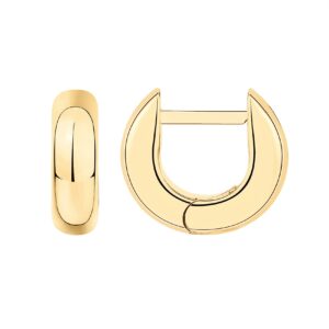 pavoi 14k yellow gold plated 925 sterling silver post ultra thick huggie earring | women's mini hoop earrings | gold plated small hoops