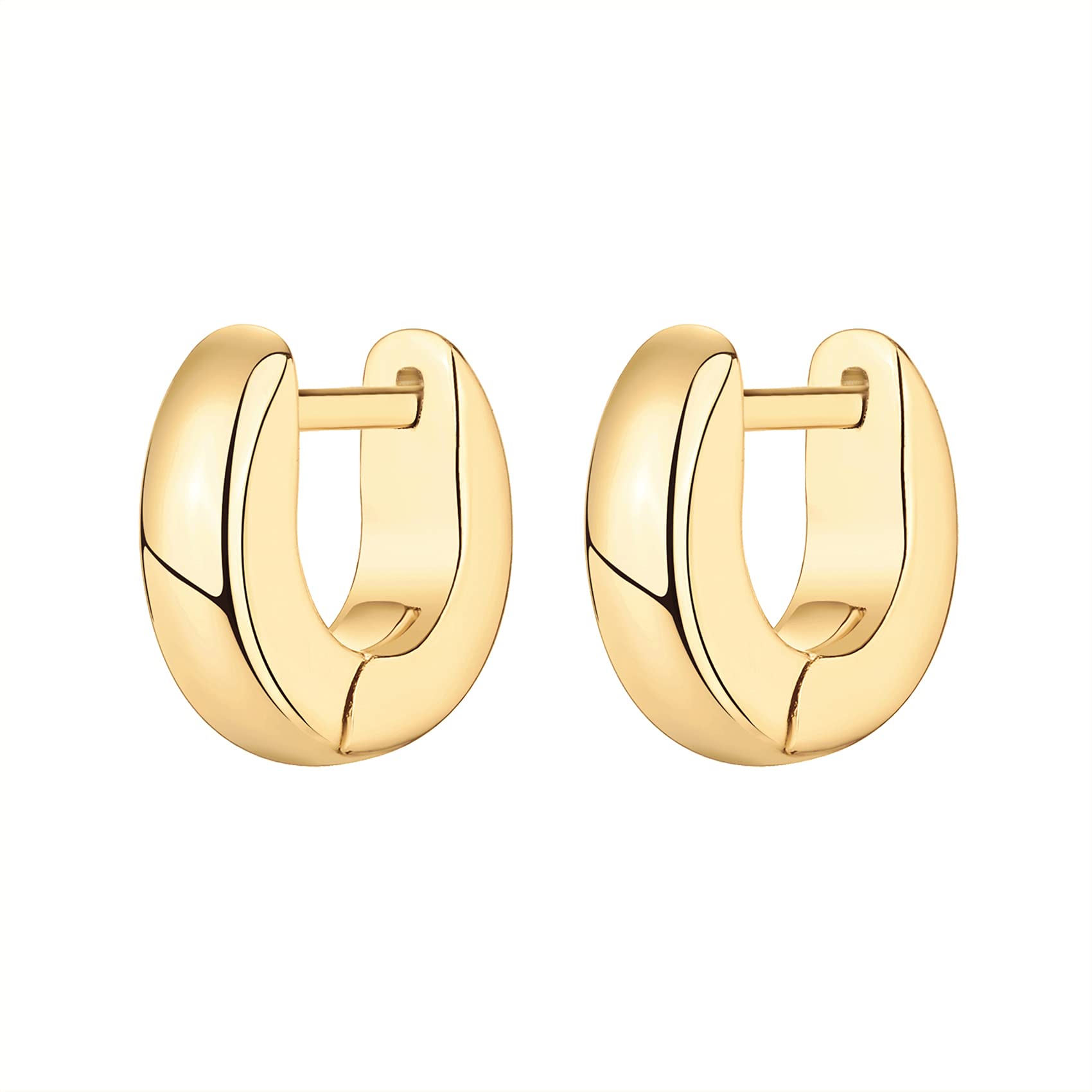 PAVOI 14K Yellow Gold Plated 925 Sterling Silver Post Ultra Thick Huggie Earring | Women's Mini Hoop Earrings | Gold Plated Small Hoops