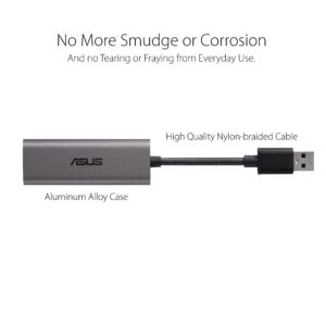 ASUS 2.5G Ethernet USB Adapter (USB-C2500) Wired LAN Network Connection for Mac OS, Linux, Windows, Backward Compatible on 2.5G, 1G, 100Mbps, Ideal for Gaming