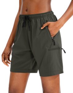 santiny women's hiking cargo shorts quick dry lightweight summer shorts for women travel athletic golf with zipper pockets(army green_m)