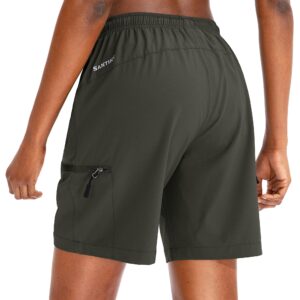 SANTINY Women's Hiking Cargo Shorts Quick Dry Lightweight Summer Shorts for Women Travel Athletic Golf with Zipper Pockets(Army Green_M)