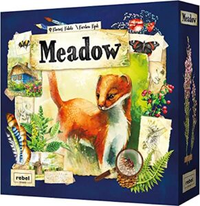 meadow board game - nature observing drafting and set collection game, strategic exploration, fun family game for kids & adults, ages 10+, 1-4 players, 60-90 minute playtime, made by rebel studio