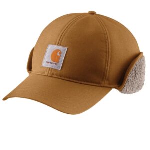 carhartt mens rain defender canvas earflap cap, carhartt brown, large-x-large us