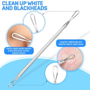 Teenitor Pimple Extractor Acne Treatment Tool Surgical Grade Blackhead Comedone Removal 2-in-1 Popper Tool for Face Nose Blackhead Extractor Tool Silver