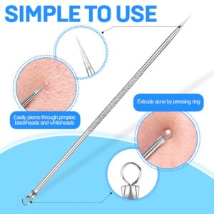 Teenitor Pimple Extractor Acne Treatment Tool Surgical Grade Blackhead Comedone Removal 2-in-1 Popper Tool for Face Nose Blackhead Extractor Tool Silver