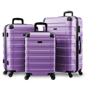 hipack hardside 3-piece spinner luggage set, lavender, one_size