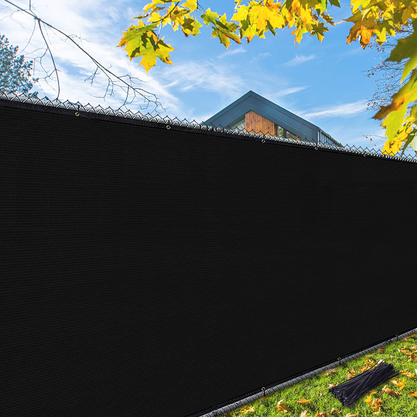 iCover 4x25ft Privacy Screen Fence, Garden Windscreen Mesh Shade Sail Net Barrier, Reinforced Bindings and Brass Grommets Cable Zip Ties Included,Black