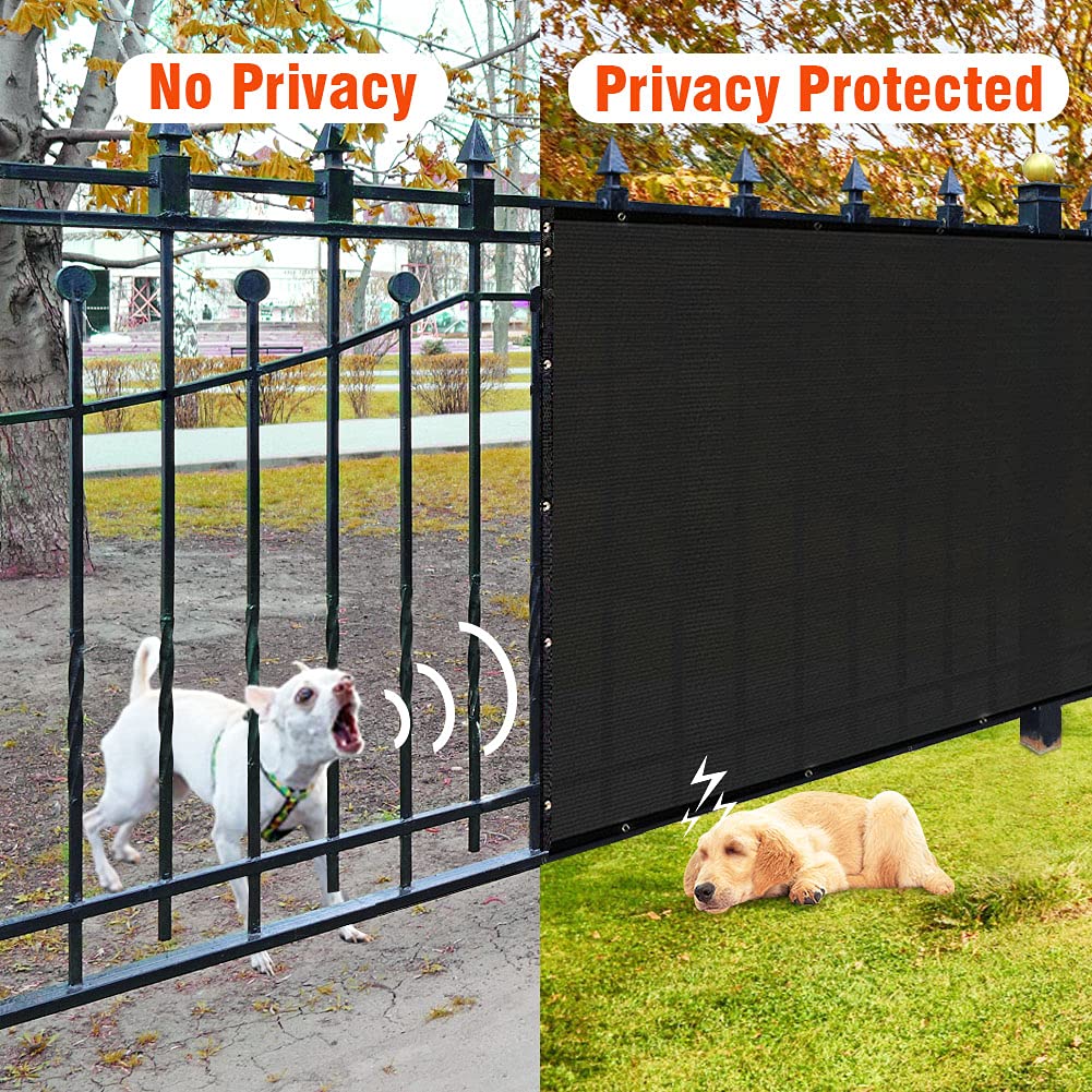 iCover 4x25ft Privacy Screen Fence, Garden Windscreen Mesh Shade Sail Net Barrier, Reinforced Bindings and Brass Grommets Cable Zip Ties Included,Black