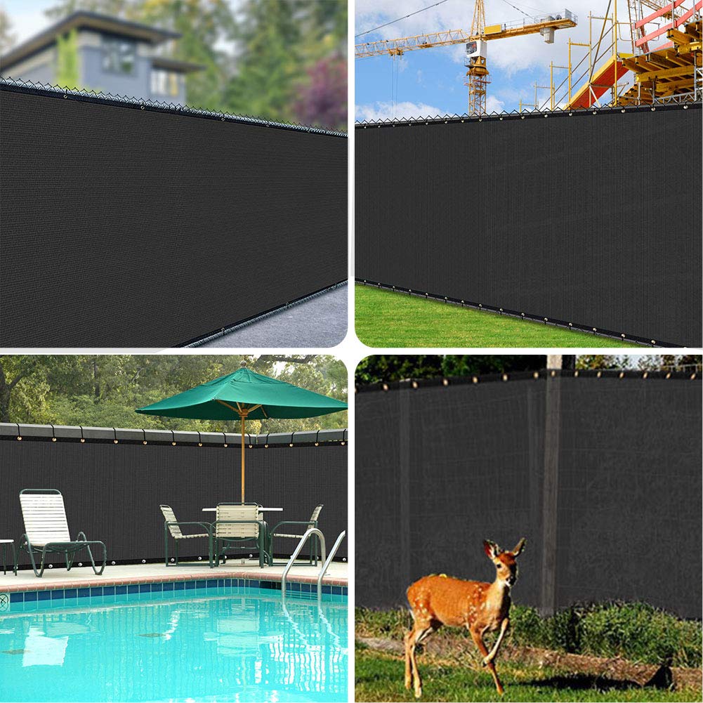 iCover 4x25ft Privacy Screen Fence, Garden Windscreen Mesh Shade Sail Net Barrier, Reinforced Bindings and Brass Grommets Cable Zip Ties Included,Black