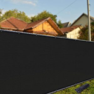 iCover 4x25ft Privacy Screen Fence, Garden Windscreen Mesh Shade Sail Net Barrier, Reinforced Bindings and Brass Grommets Cable Zip Ties Included,Black